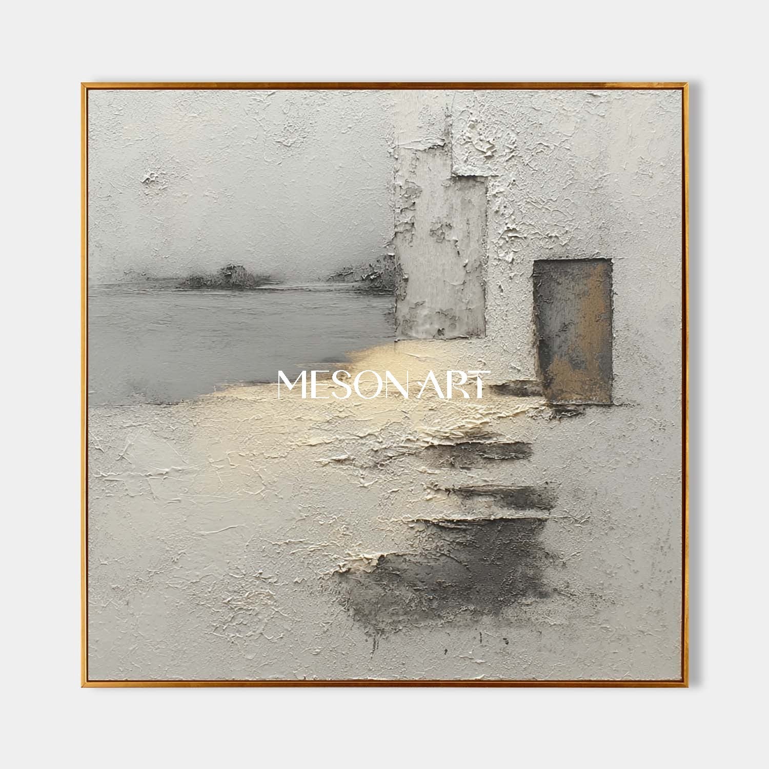 Wabi-sabi Abstract Painting 3D Grey Abstract Canvas Landscape Wall Art