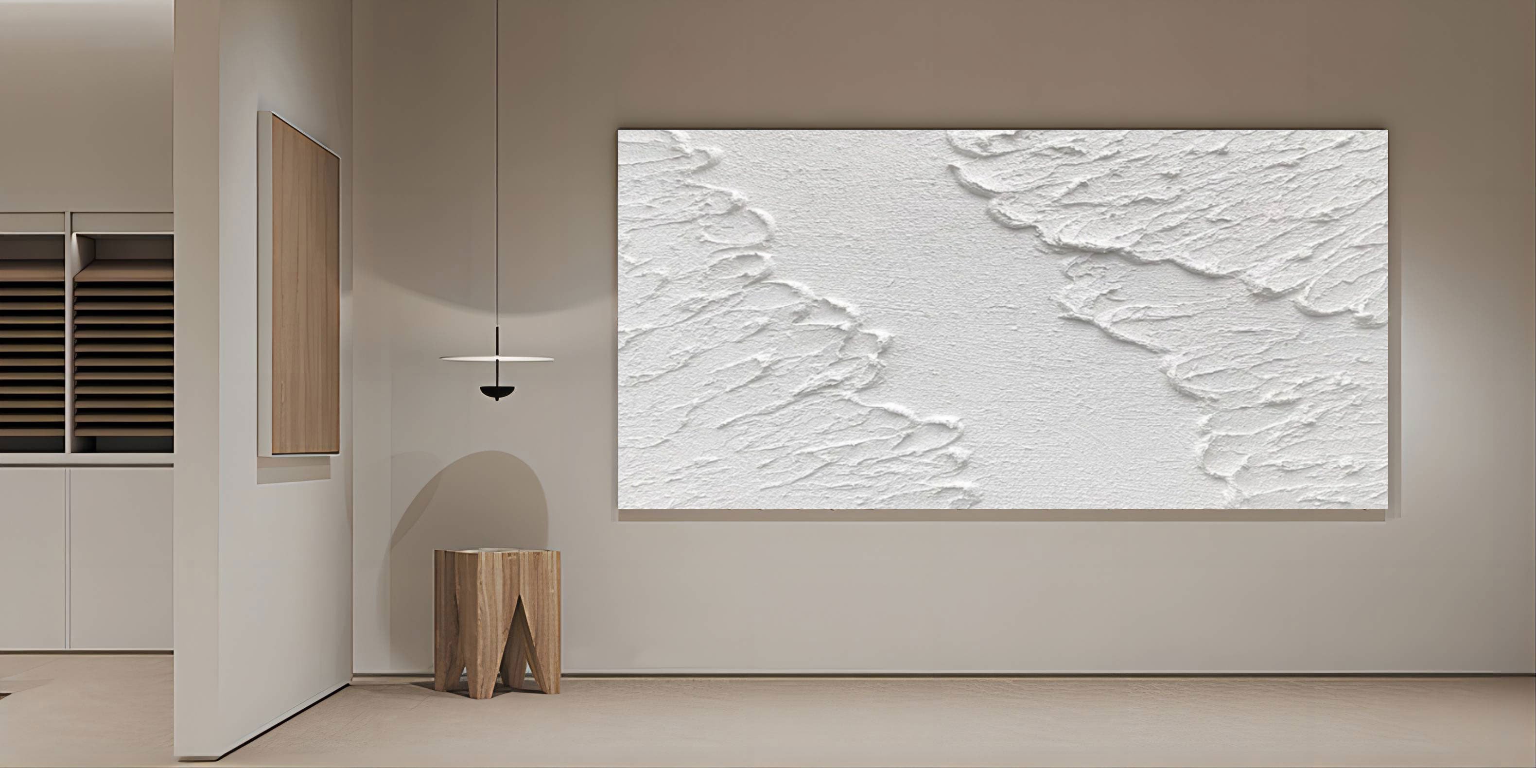 White Plaster Art Texture Painting White abstract Canvas White Wall Art ...