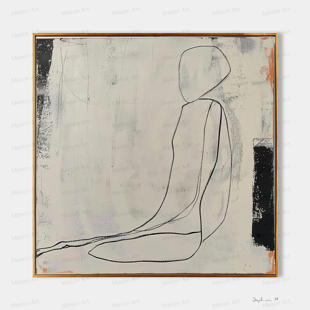 Large Minimalist Line Abstract Art Minimalist Character Abstract Art Minimalist Bedroom Wall ...