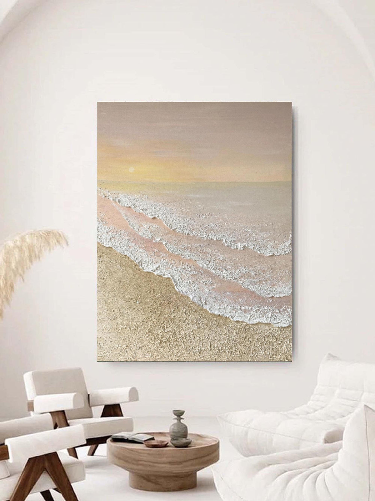 Painting of Sea Waves And Sand At Sunset Warm Waves Beach Texture ...