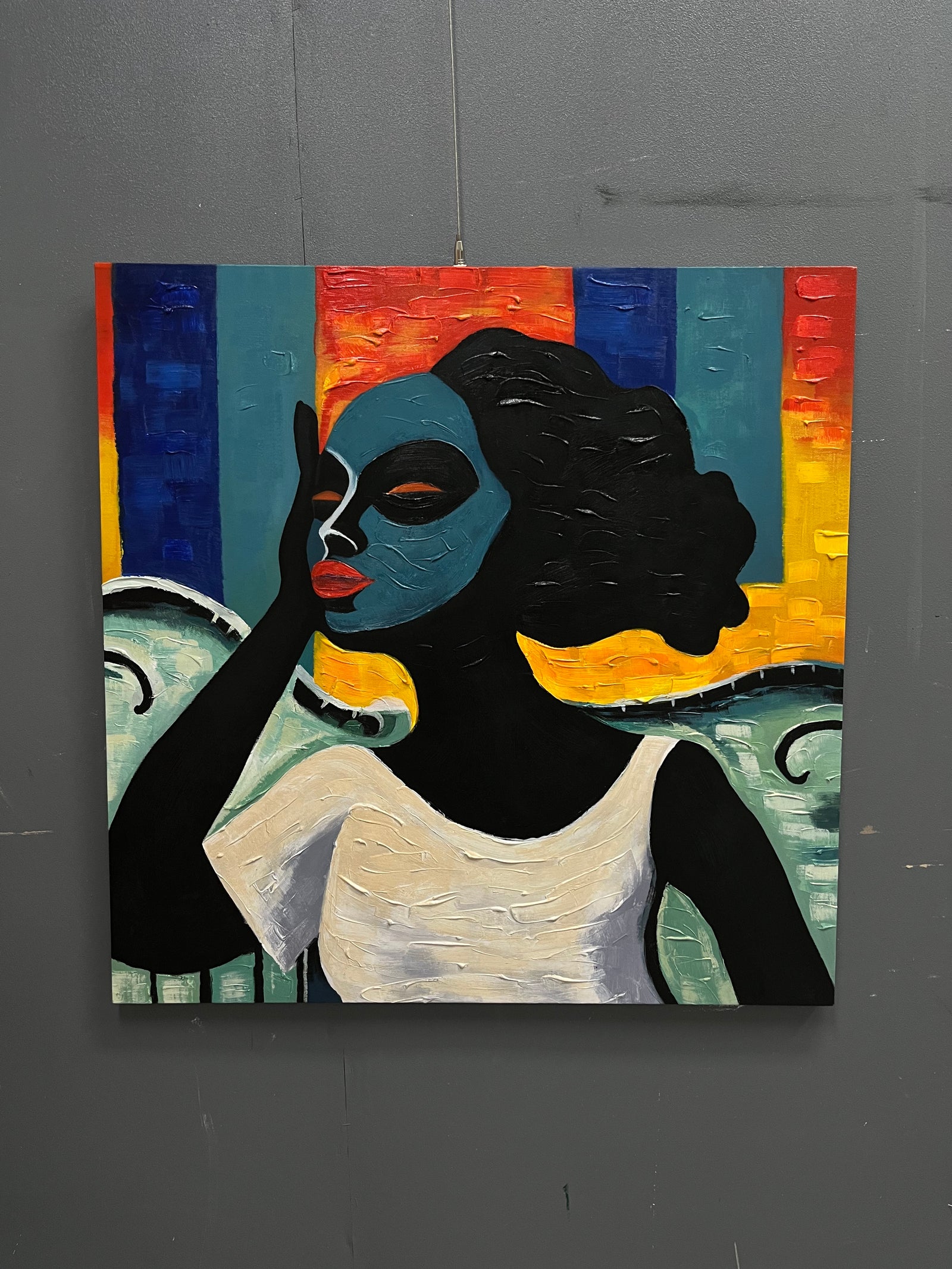 Woman applying facial mask abstract canvas art Bedroom abstract canvas ...