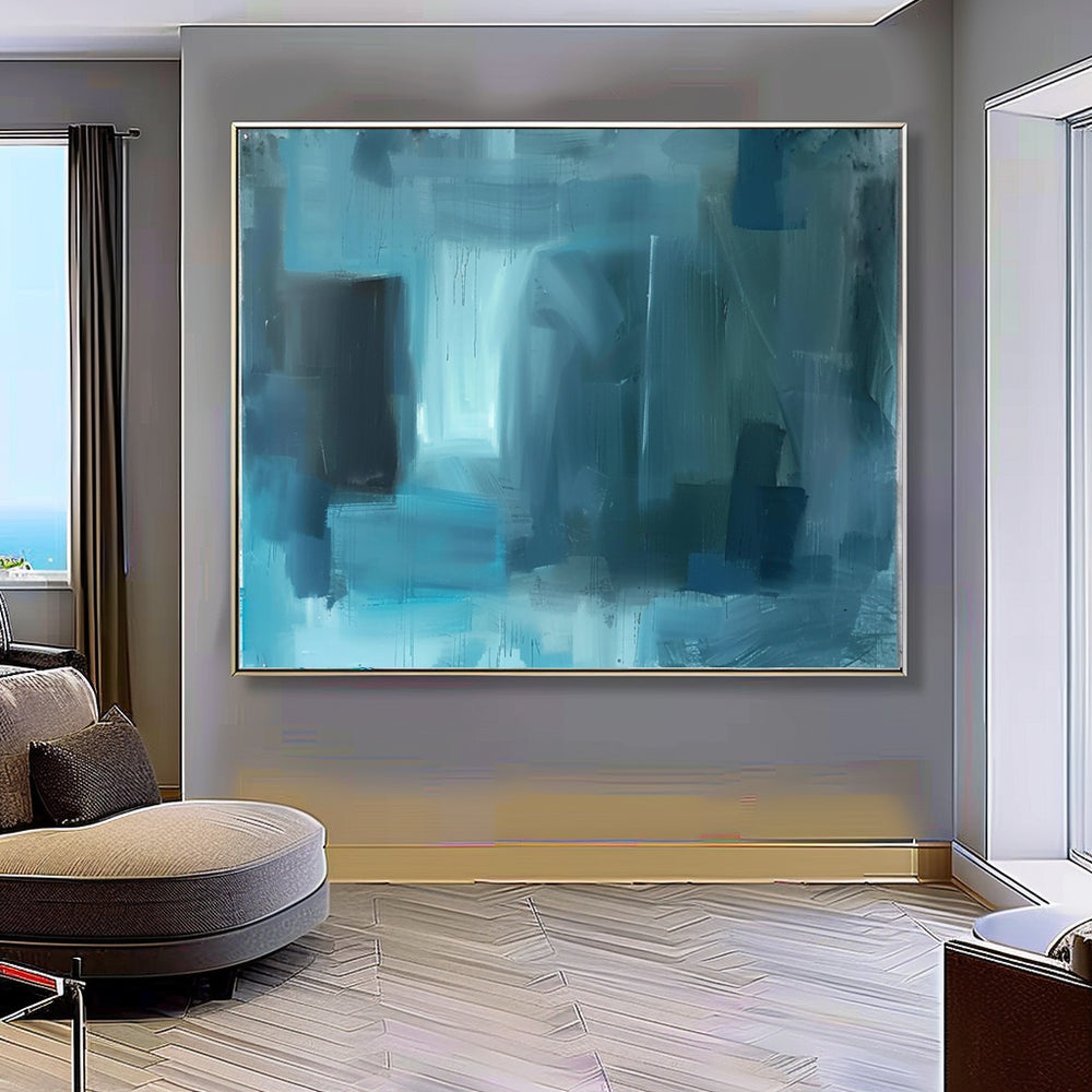 Light Blue Abstract Art Canvas Modern Abstract Blue Wall Art Decoration ...