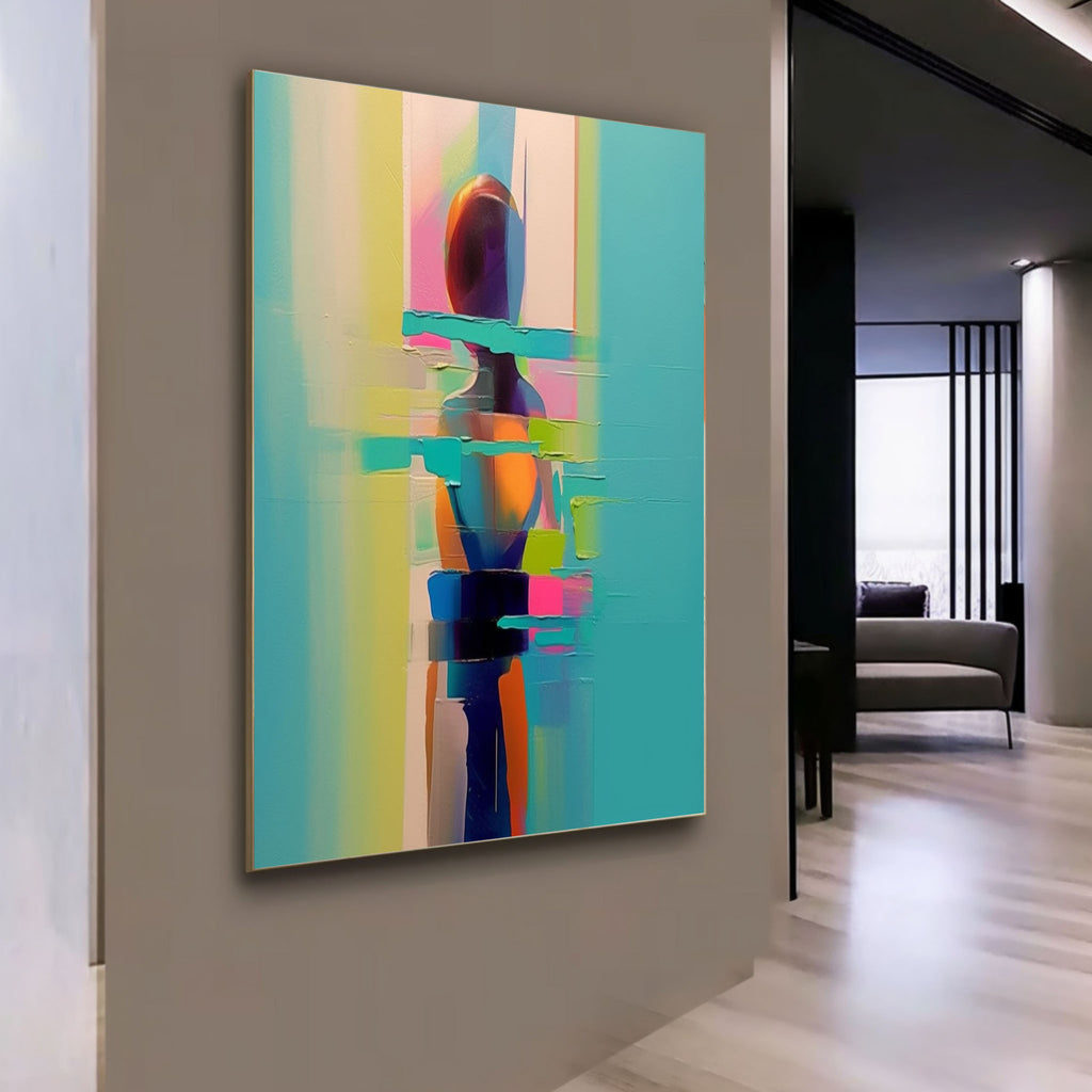 Colorful Abstract People Back View Oil Painting Palette Girl Abstract ...