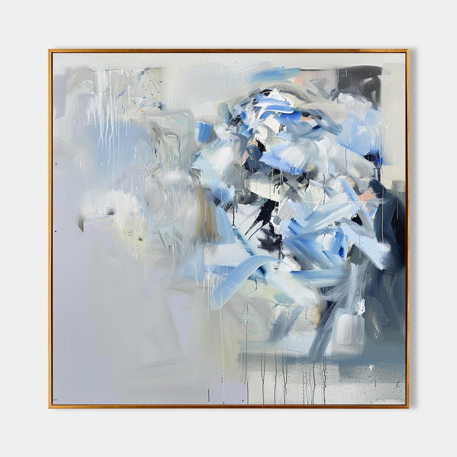 Light Blue Abstract Art Light Blue Palette Knife Oil Painting Light ...