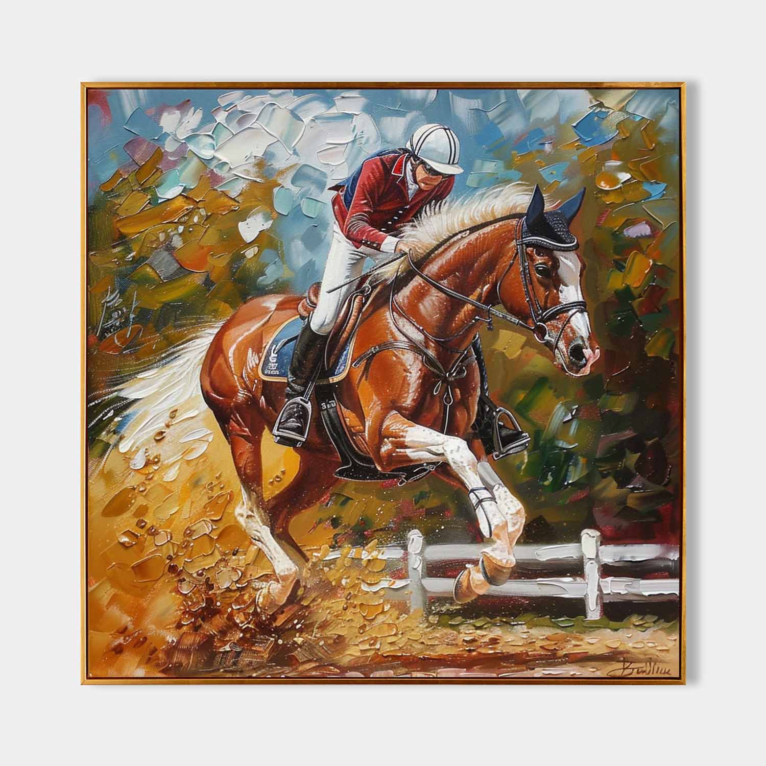 Horse Racing Canvas Wall Art Decor Equestrian Oil Painting Equestrian ...