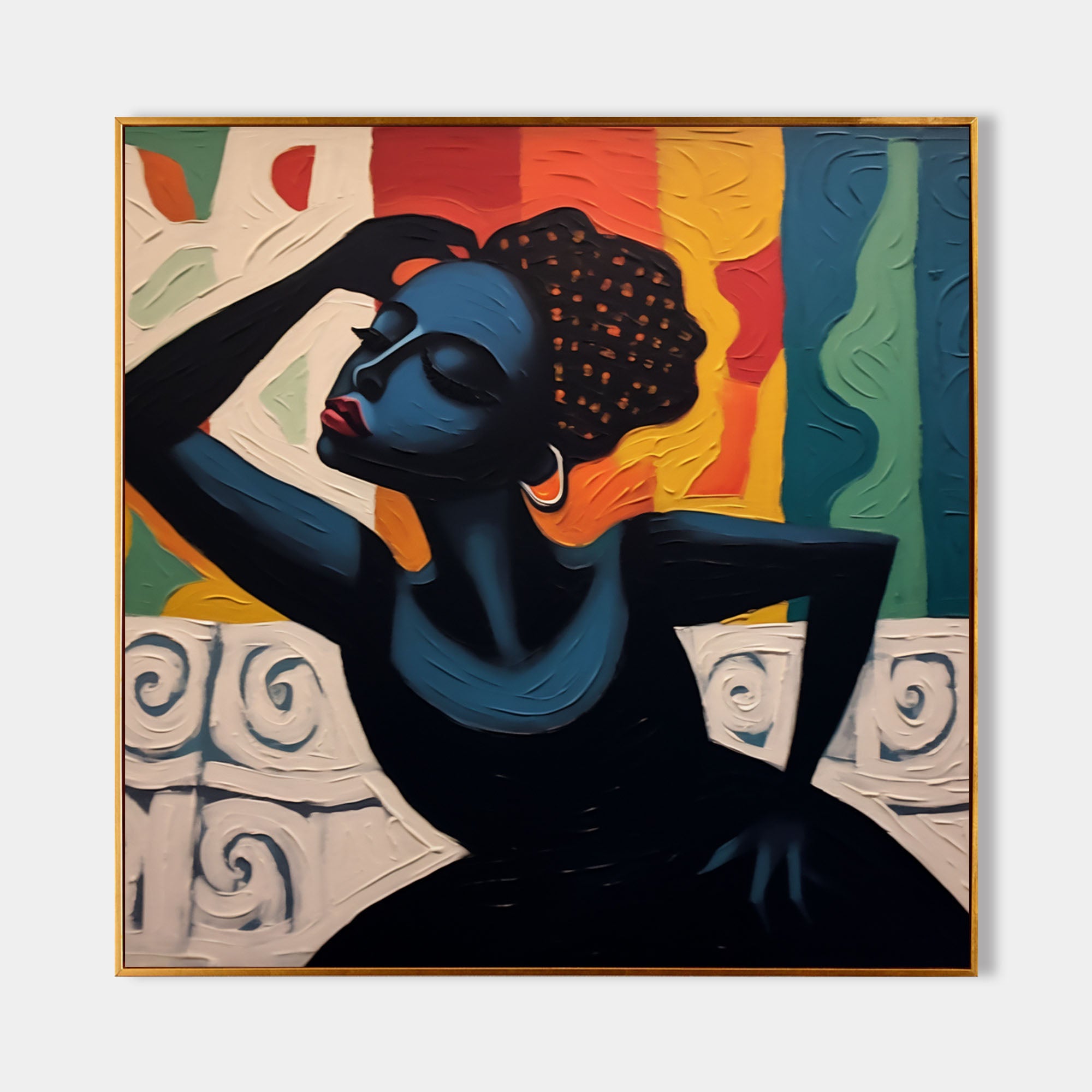 Elegant Lady Art on Canvas Colorful Woman Textured Canvas Oil Painting ...