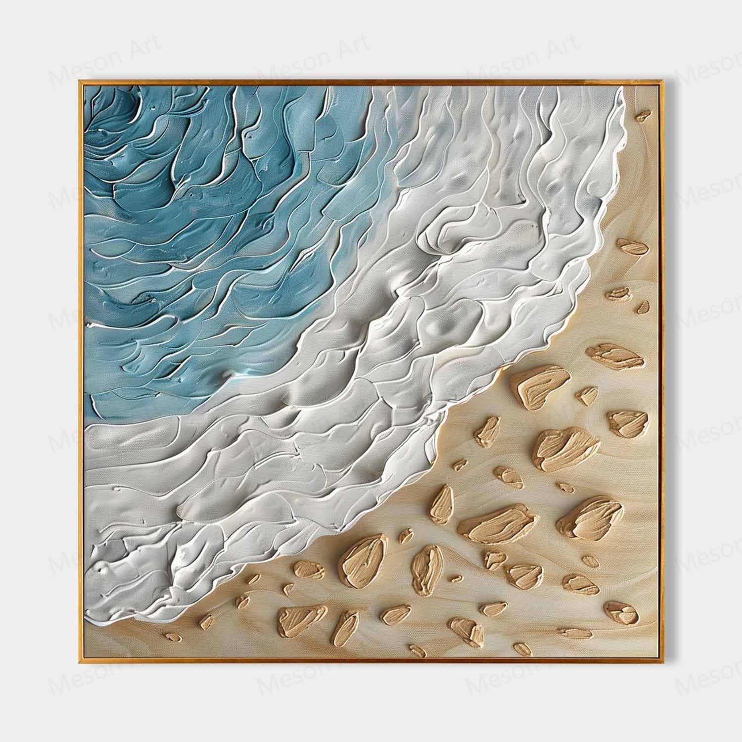 Wave Beach Texture Painting Coast Beach Oil Painting Coast Beach Canvas ...