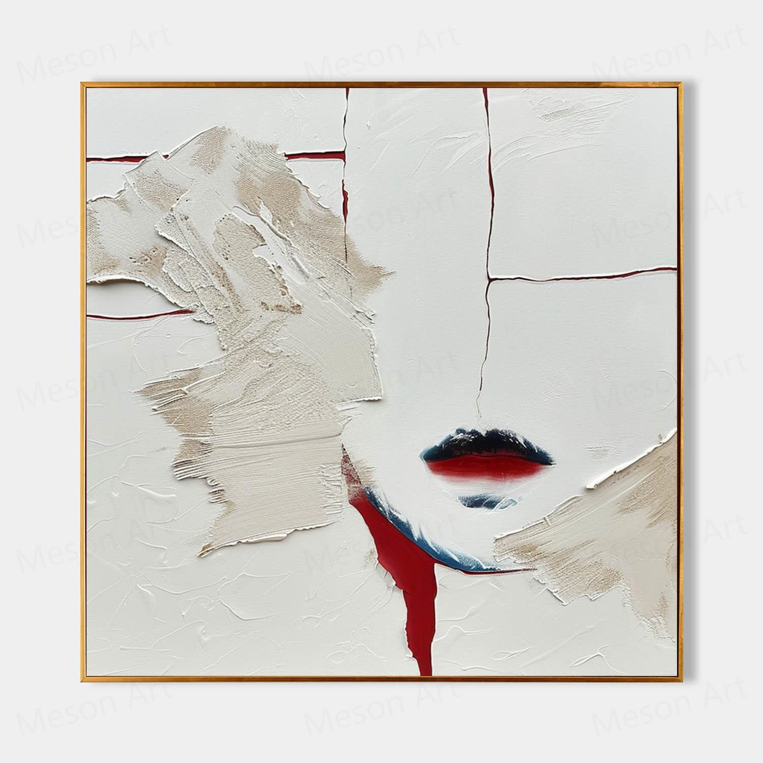 Large Red Lips Abstract Art for Sale Large Red Lips Plaster Texture ...