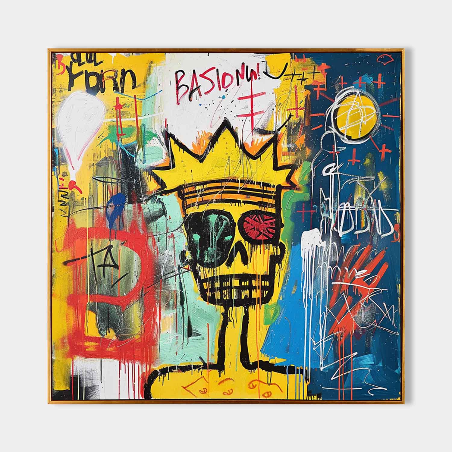 Basquiat Abstract Art for Sale Modern Expressionist Art Cool Skull ...