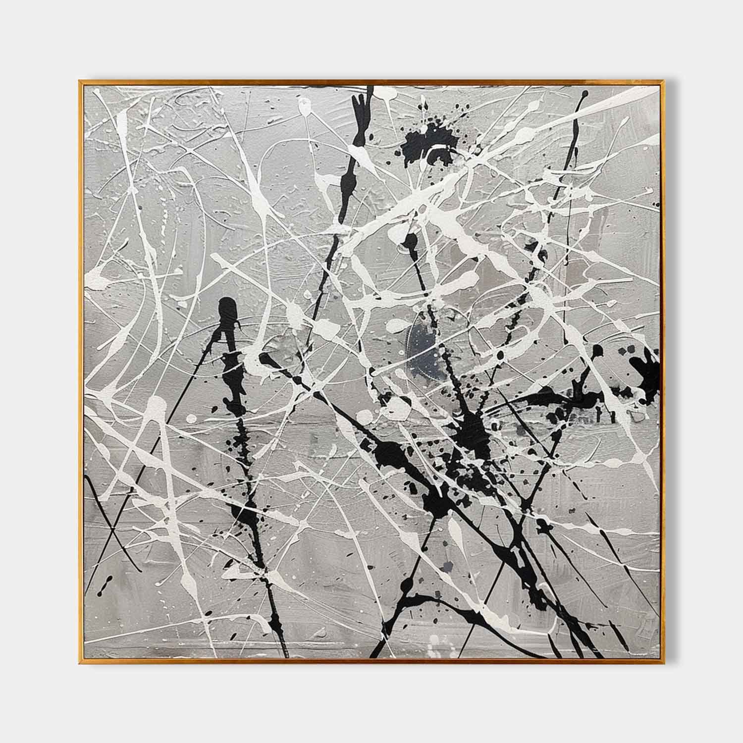 Grey Pollock Abstract Canvas Wall Art Decor Grey Pollock Abstract Oil ...