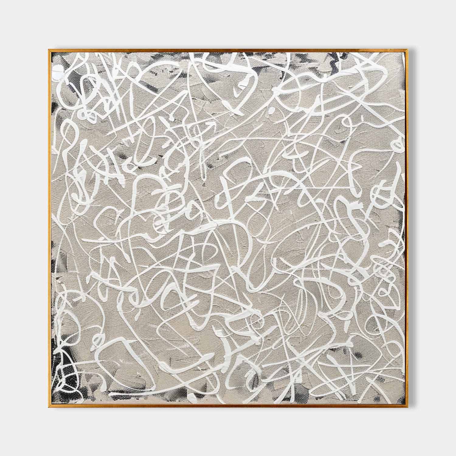 Large Grey and White Abstract Lines Canvas Art Grey and White Abstract ...