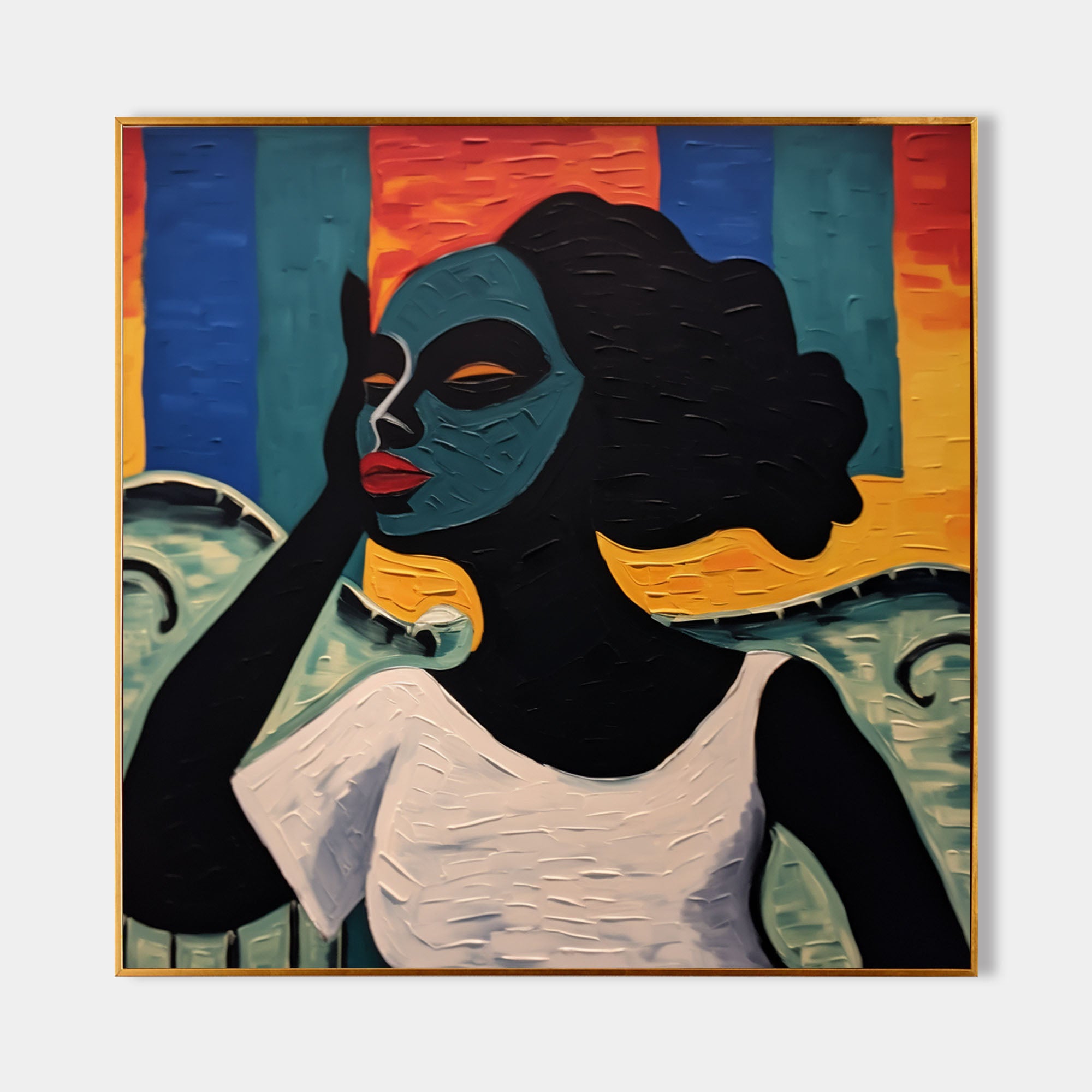 Woman applying facial mask abstract canvas art Bedroom abstract canvas ...