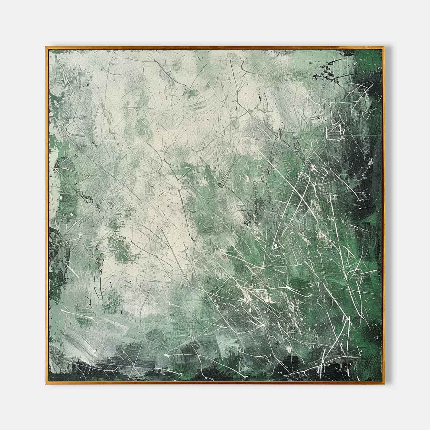 Green Contemporary Lines Wall Decor Painting Green Lines Abstract ...