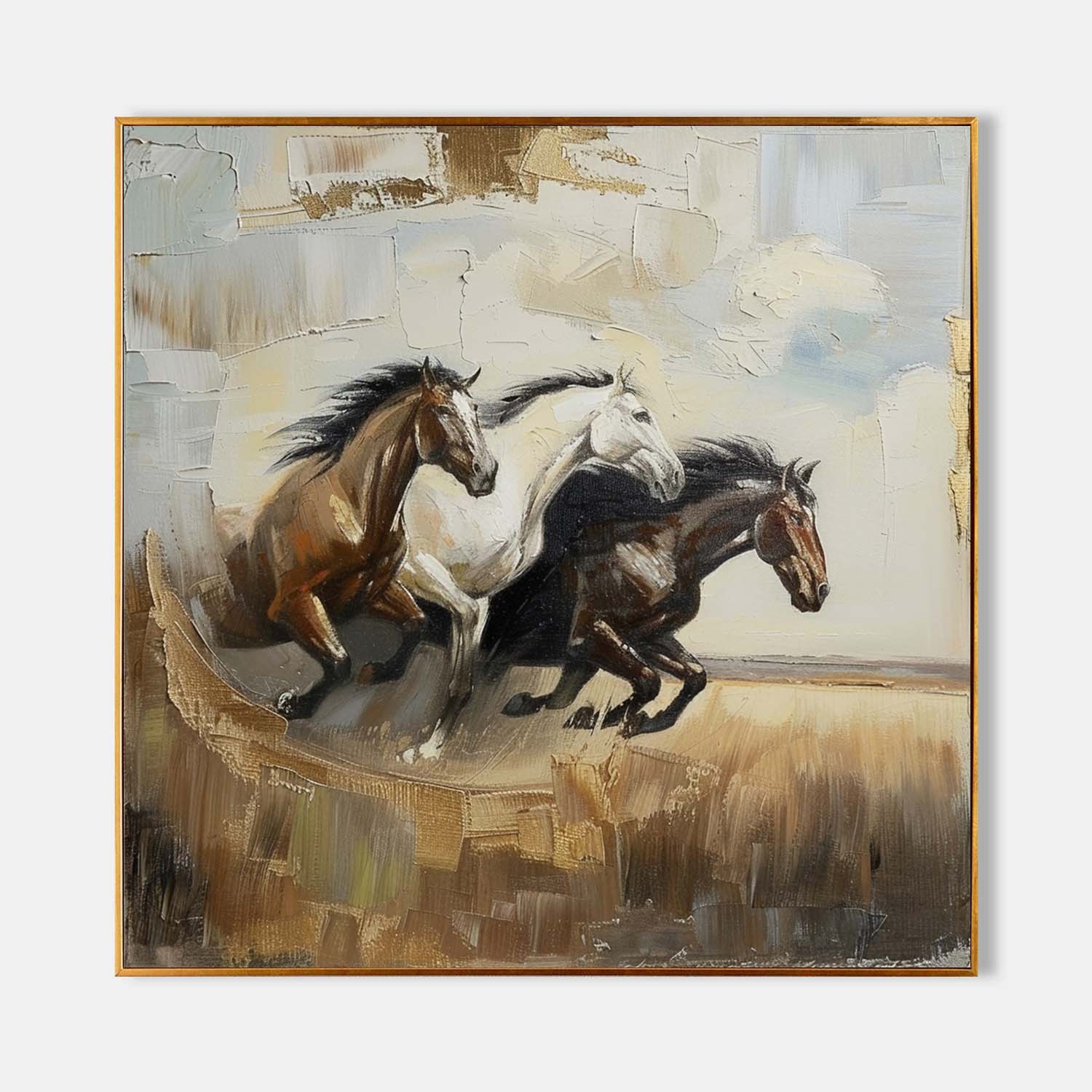 Running Horses Abstract Wall Art Decor Horses Oil Painting for Sale ...