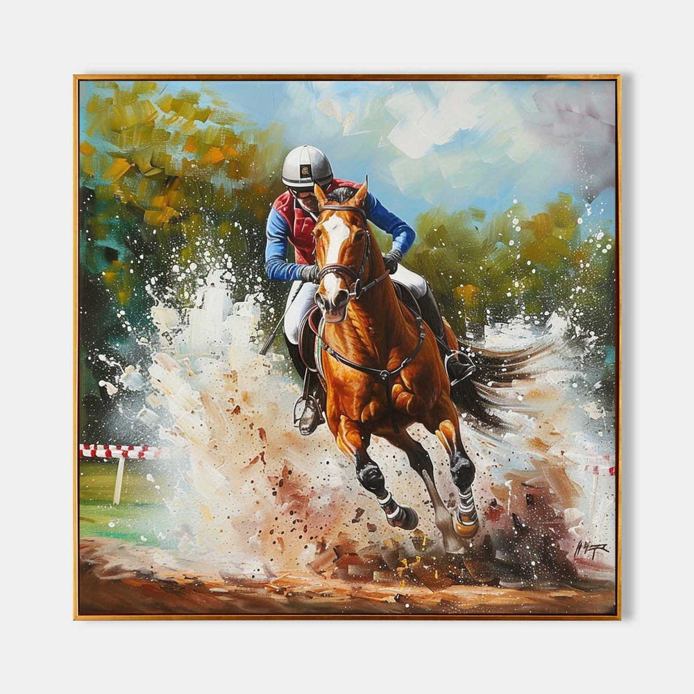 Horse Racing Oil Painting Horse Racing Canvas Wall Art Decor Equestrian ...