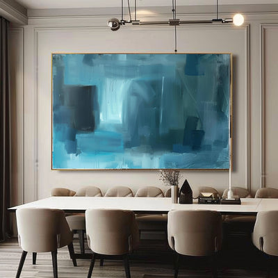 Light Blue Abstract Art Canvas Modern Abstract Blue Wall Art Decoration ...