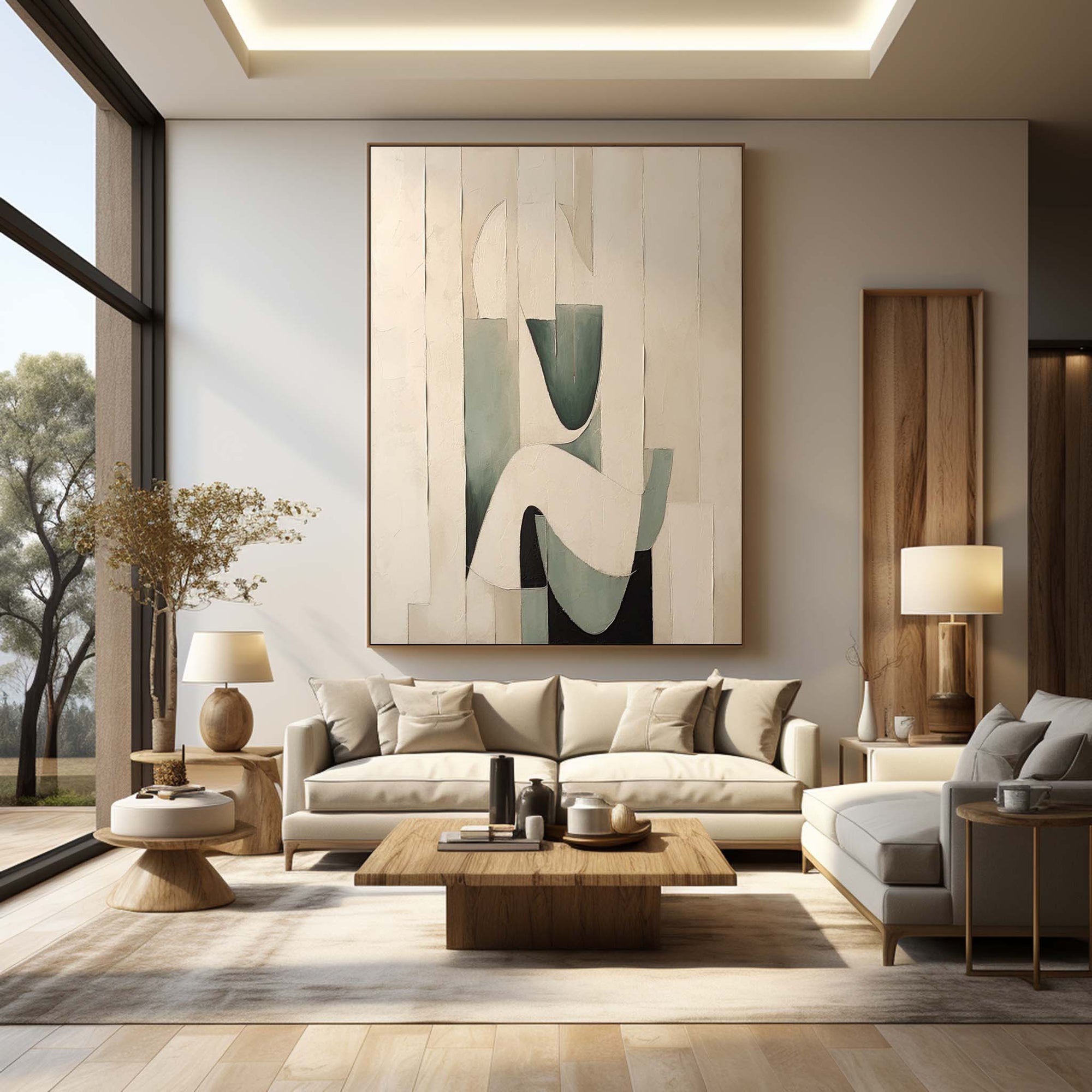 Beige Minimalist Abstract Art Canvas Minimalist Art on Canvas Beige ...