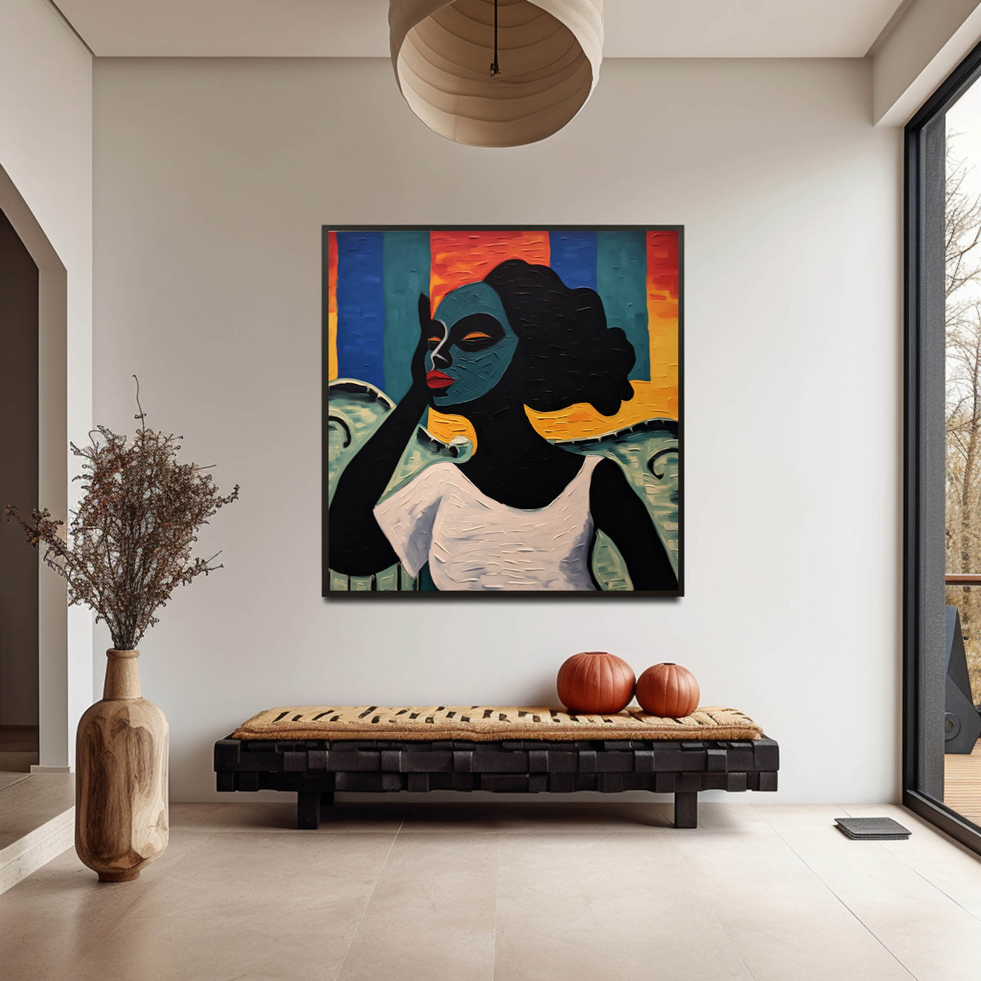 Woman applying facial mask abstract canvas art Bedroom abstract canvas ...