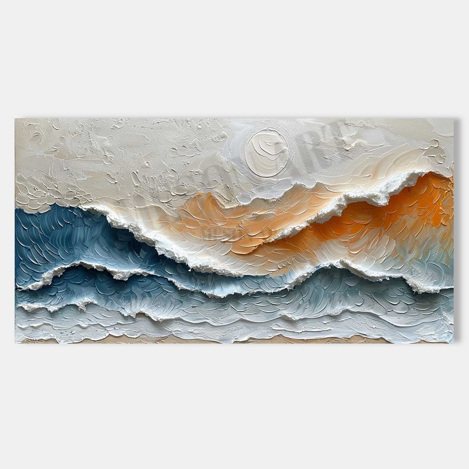 Large 3D Sunrise Sea Texture Painting on Canvas Sunrise Waves Texture ...