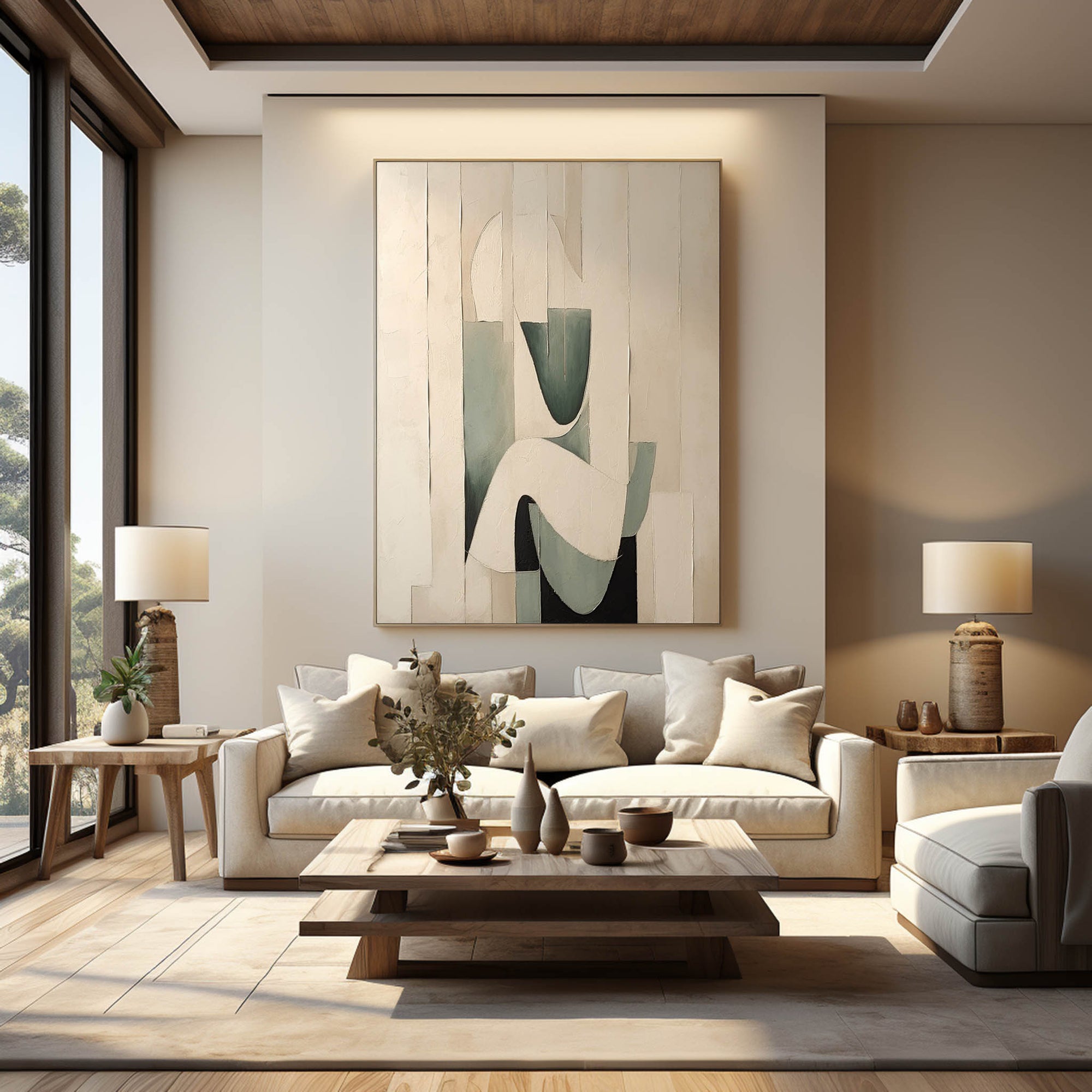 Beige Minimalist Abstract Art Canvas Minimalist Art on Canvas Beige ...