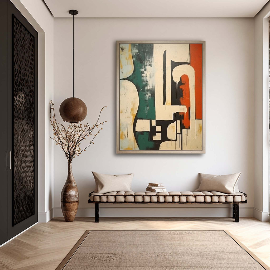 Green and Beige Abstract Canvas Art Wabi-Sabi Wall Art Green and Beige ...