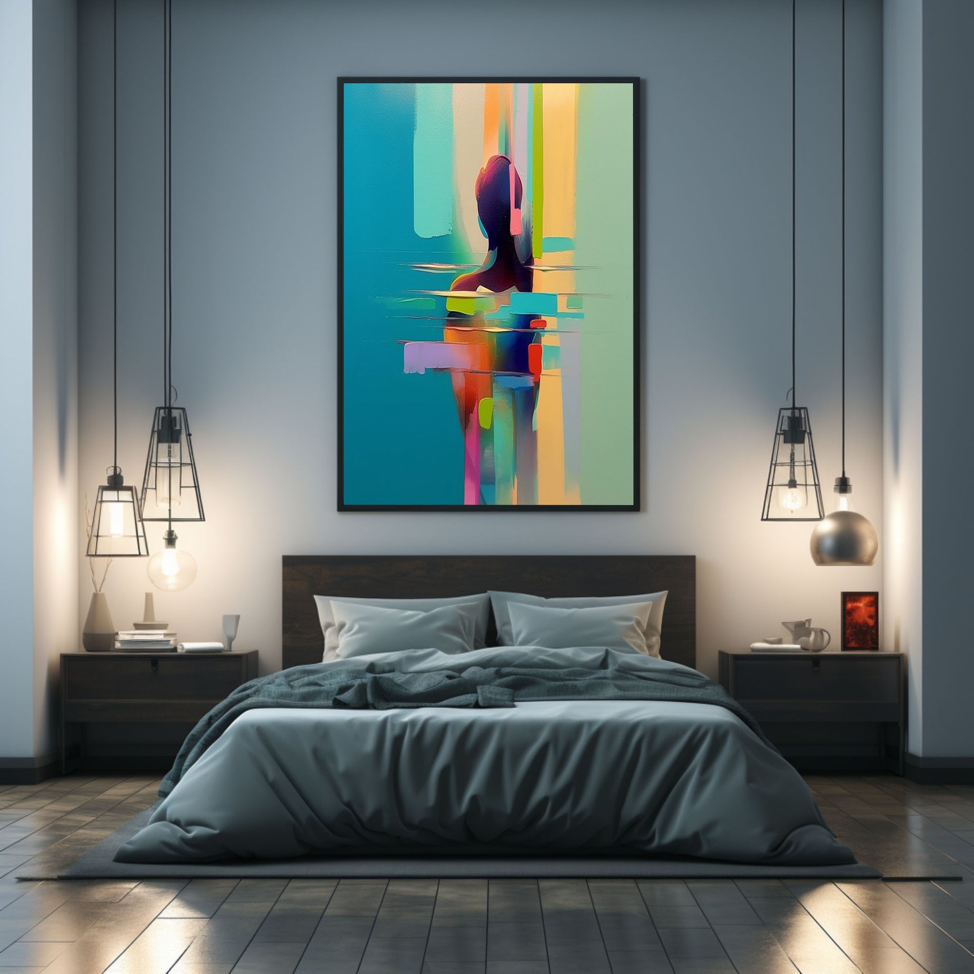 Colorful Abstract Woman Back View Canvas Art Palette Wall Art Entrance ...