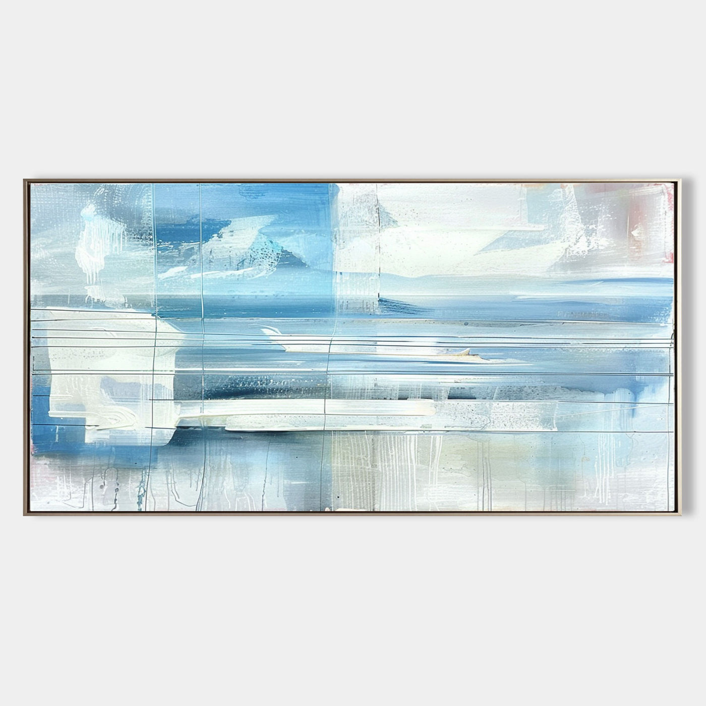 Large White and Light Blue Abstract Art Canvas for Sale White and Light ...