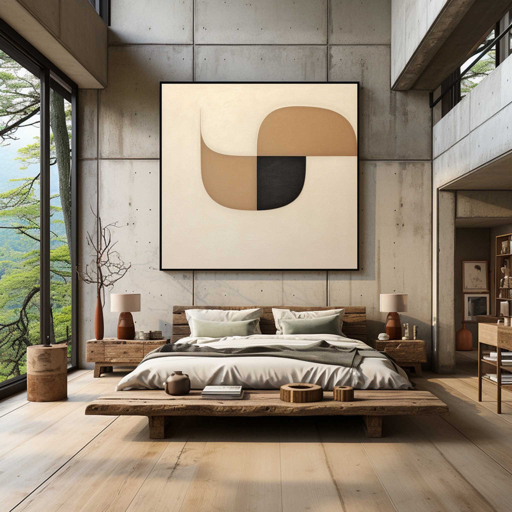 Large Beige Minimalist Wall Art Beige Art on Canvas Beige Minimalist ...