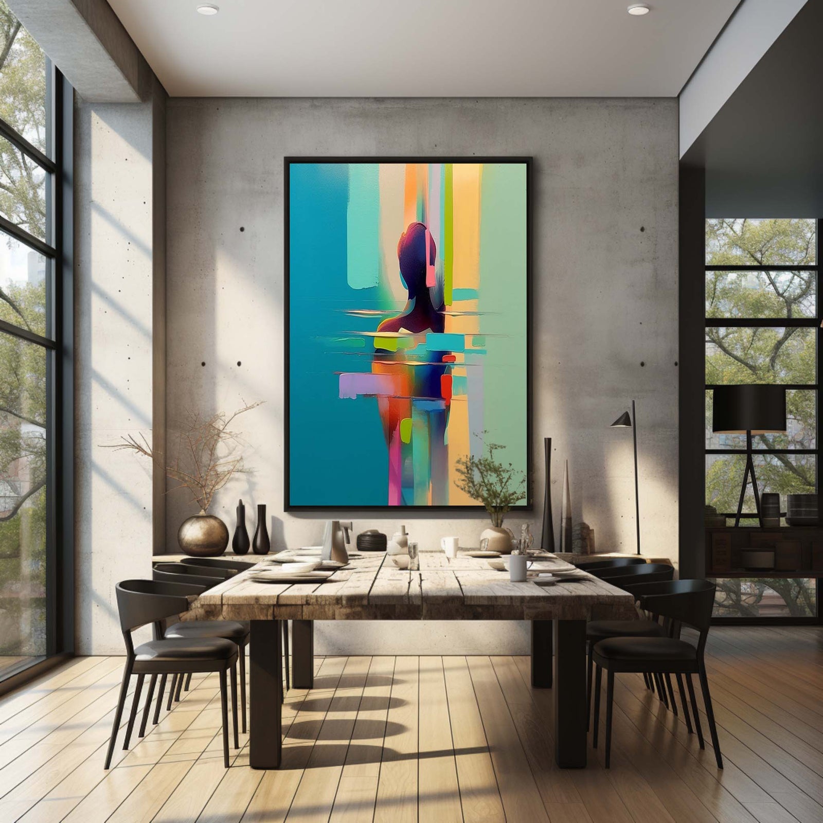 Colorful Abstract Woman Back View Canvas Art Palette Wall Art Entrance ...
