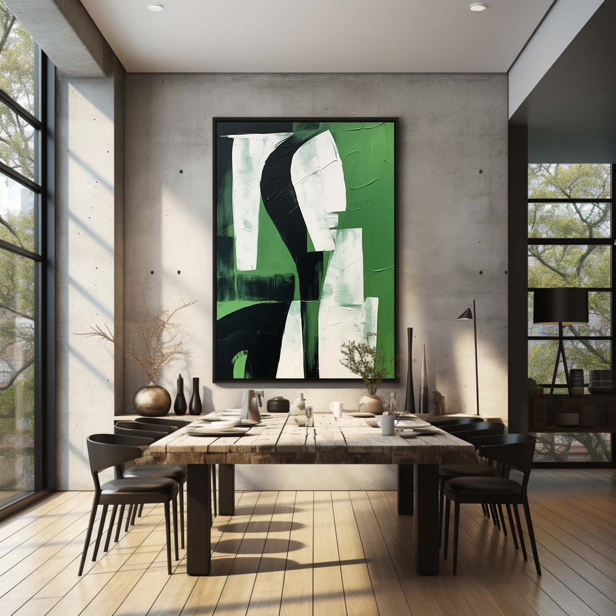 Green Contemporary Minimalist Art Green Abstract Minimalist Oil ...