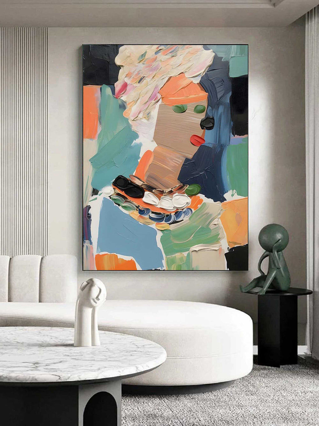 Thick Texture Abstract Figure Oil Painting Palette Knife Wall Art ...