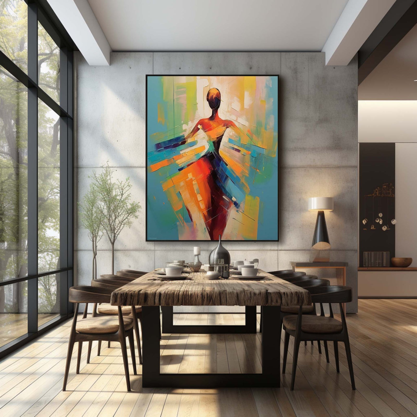 Dancing Girl Abstract Canvas Art Abstract Dancing Lady Canvas Wall Art ...