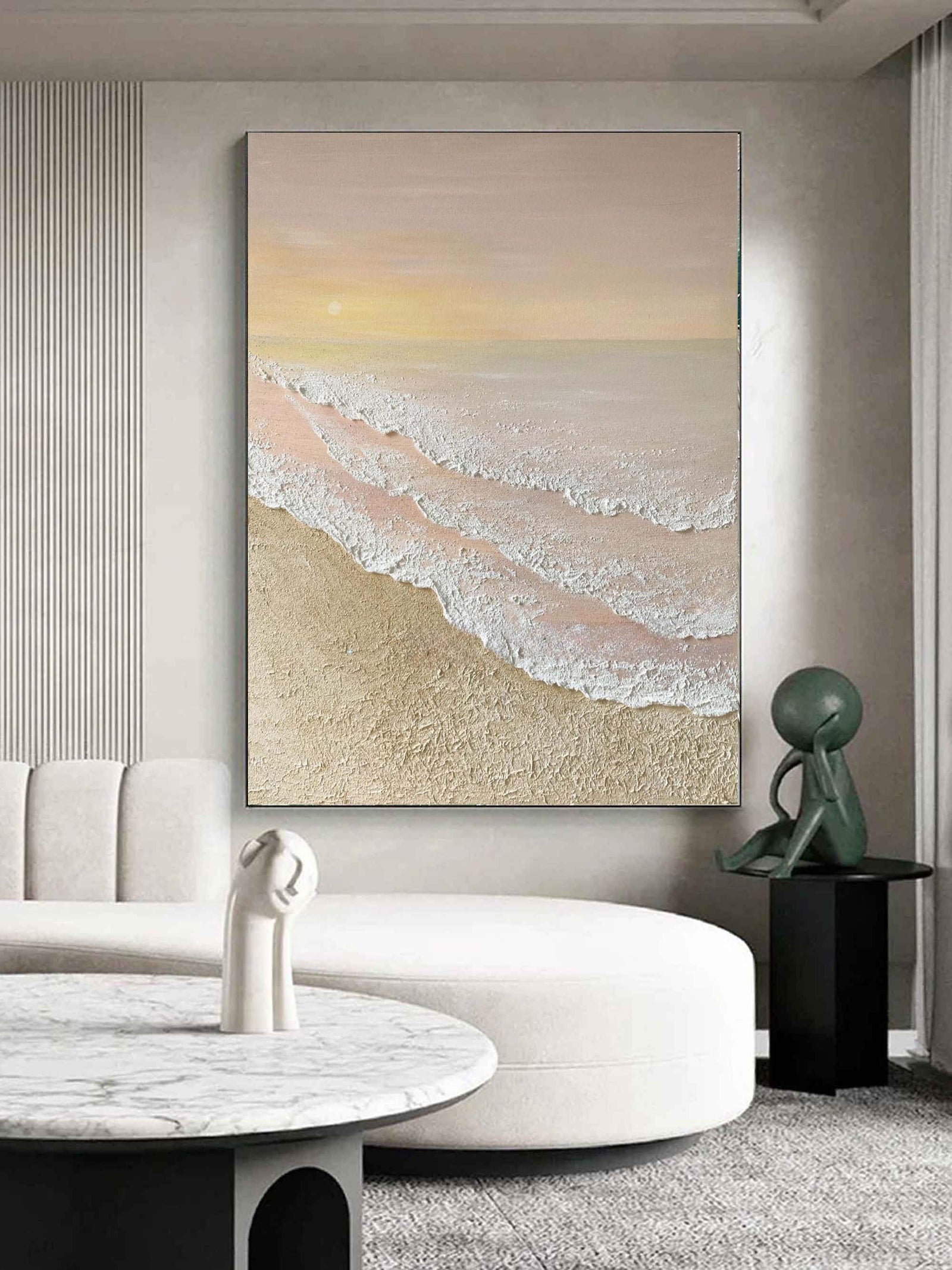 Painting of Sea Waves And Sand At Sunset Warm Waves Beach Texture ...