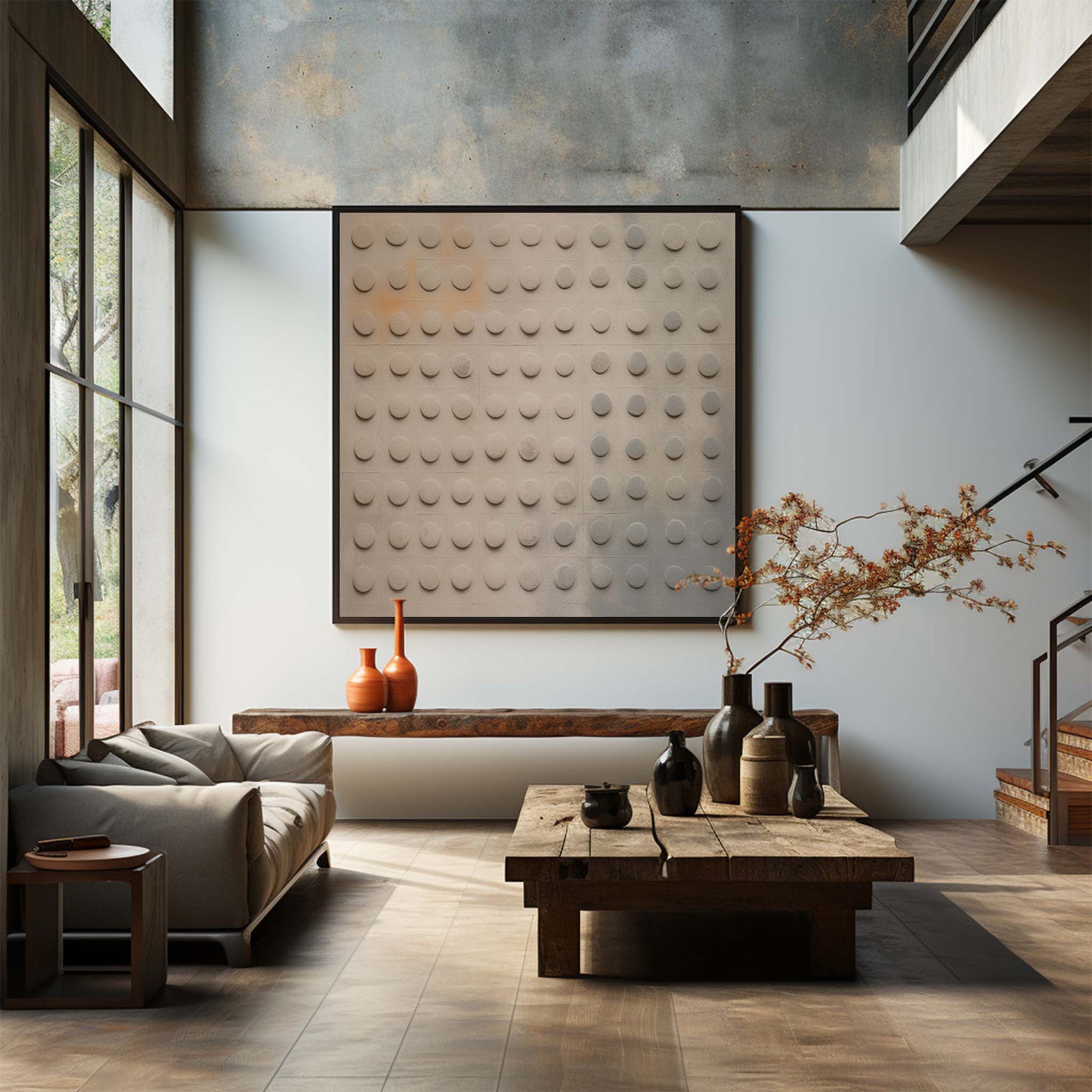 Large 3D Khaki Textured Wall Painting Wabi-Sabi Art Canvas Khaki ...