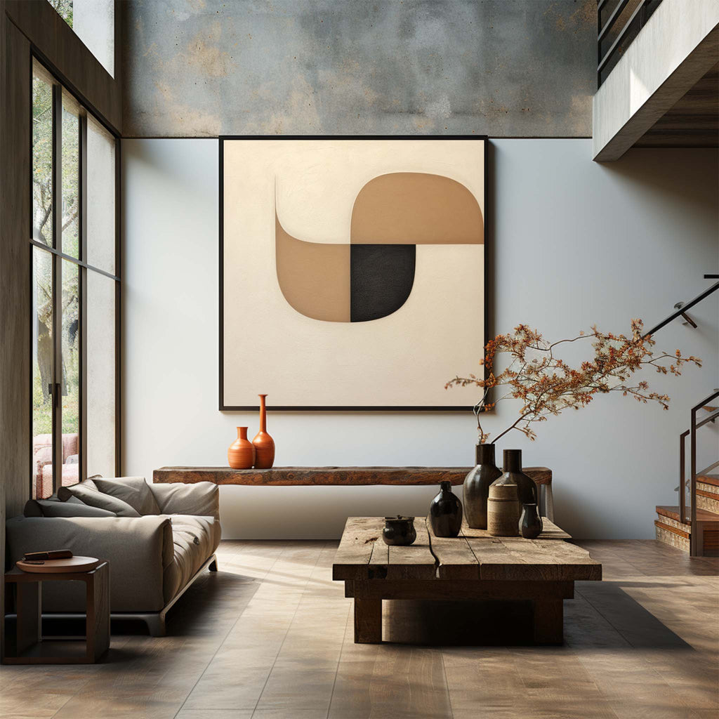 Large Beige Minimalist Wall Art Beige Art on Canvas Beige Minimalist ...