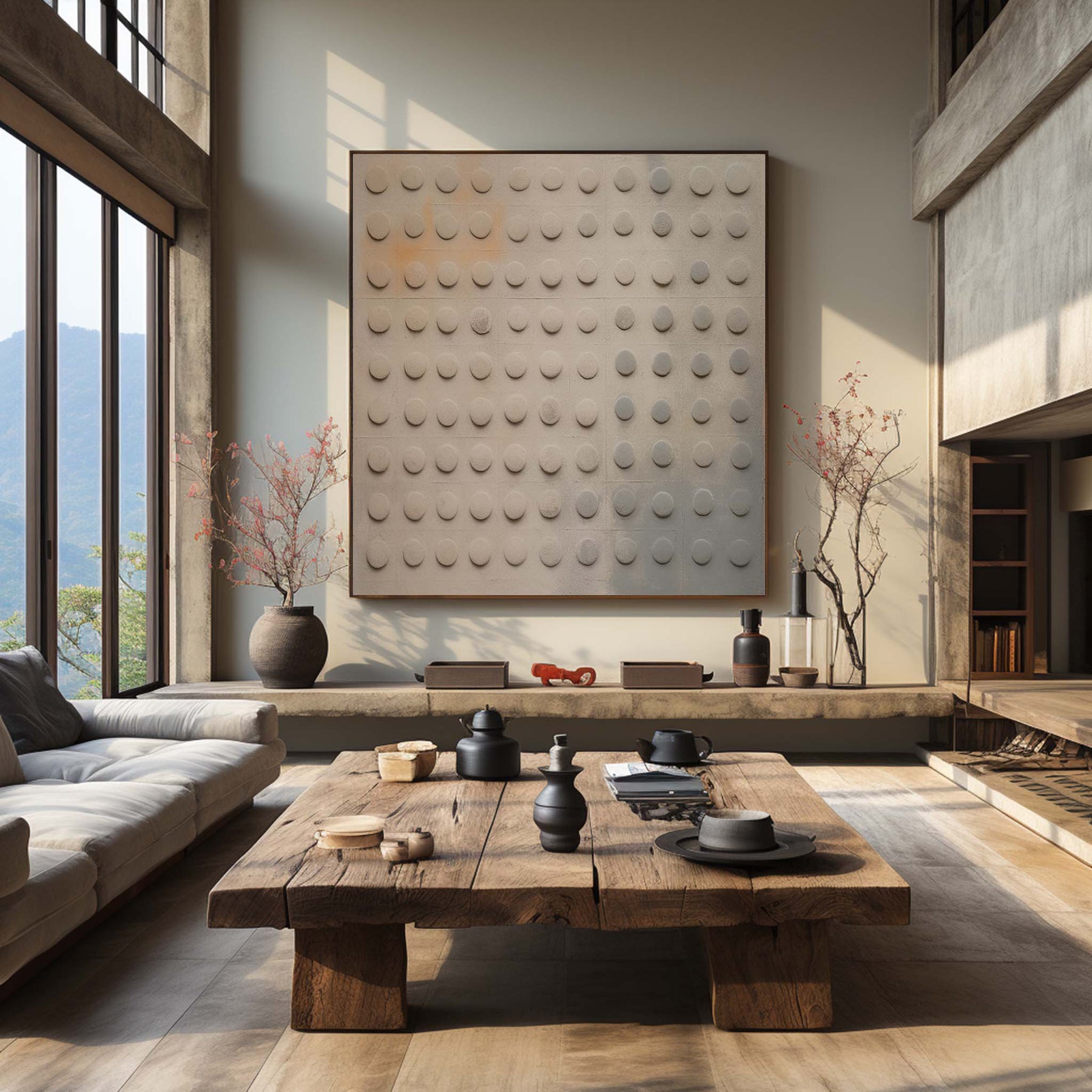 Large 3D Khaki Textured Wall Painting Wabi-Sabi Art Canvas Khaki ...
