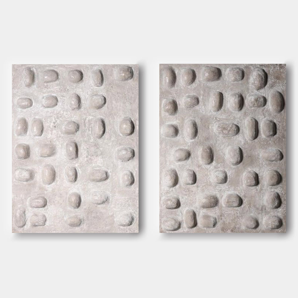 3D Gray Textured Painting Set Of 2 Gray Abstract Art On Canvas Wabi ...