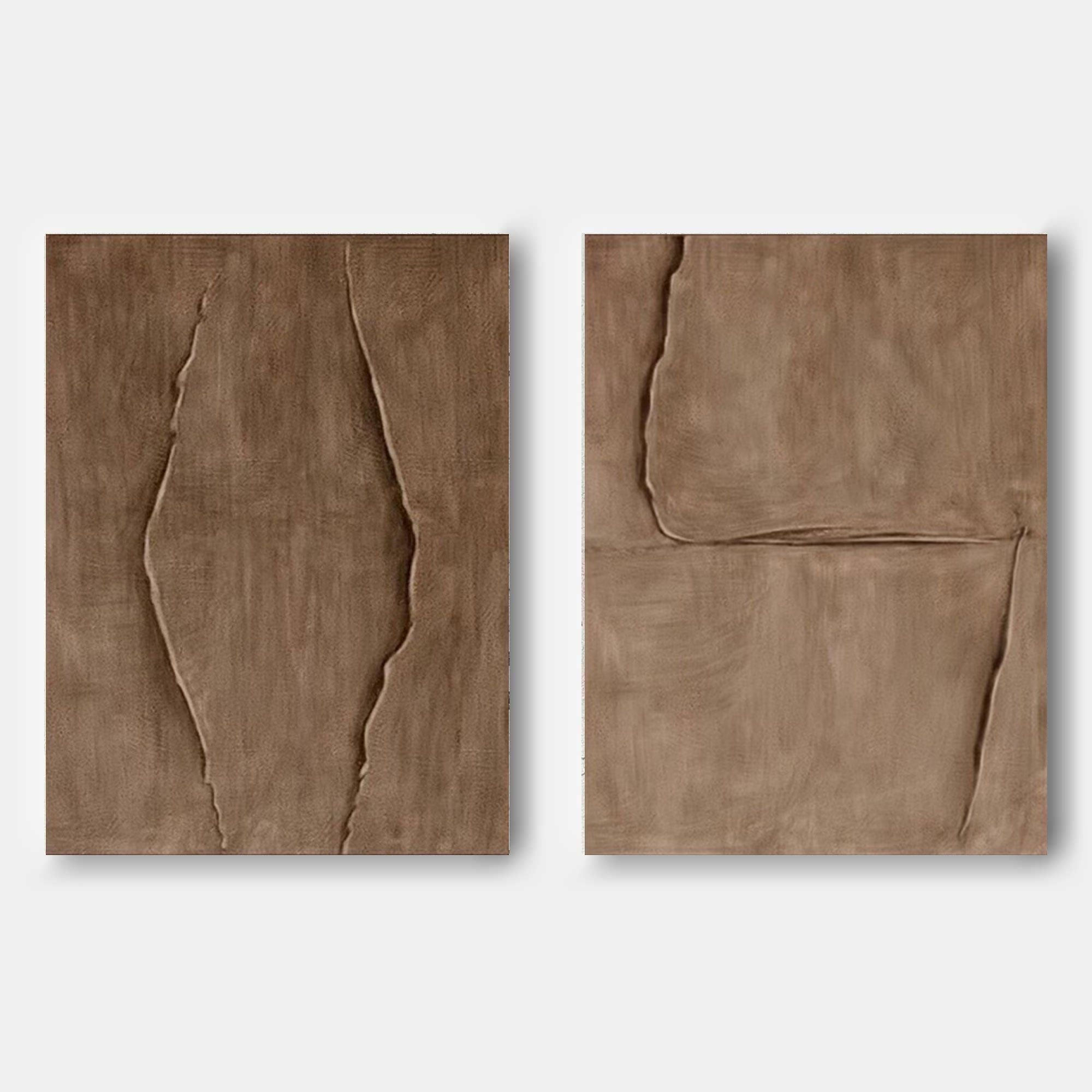 Brown Canvas Art On Canvas Set Of 2 Wabi Sabi Wall Art 3D Brown ...