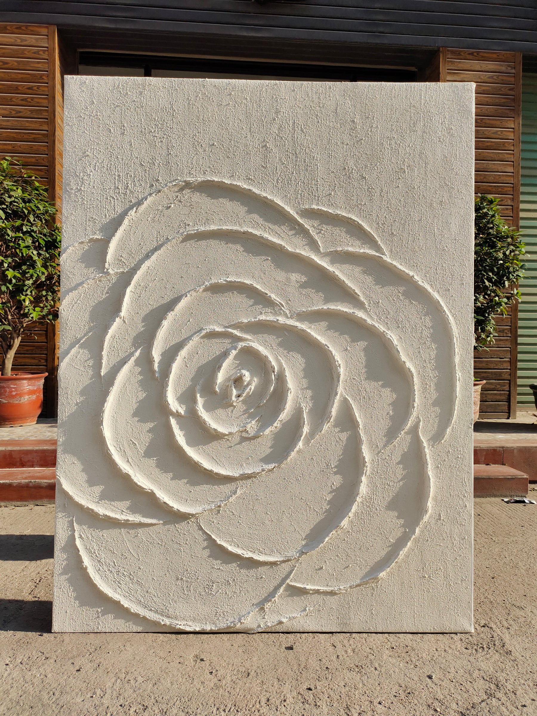 White Flower Plaster Art 3D Plaster Art Plaster Wall Art Plaster ...
