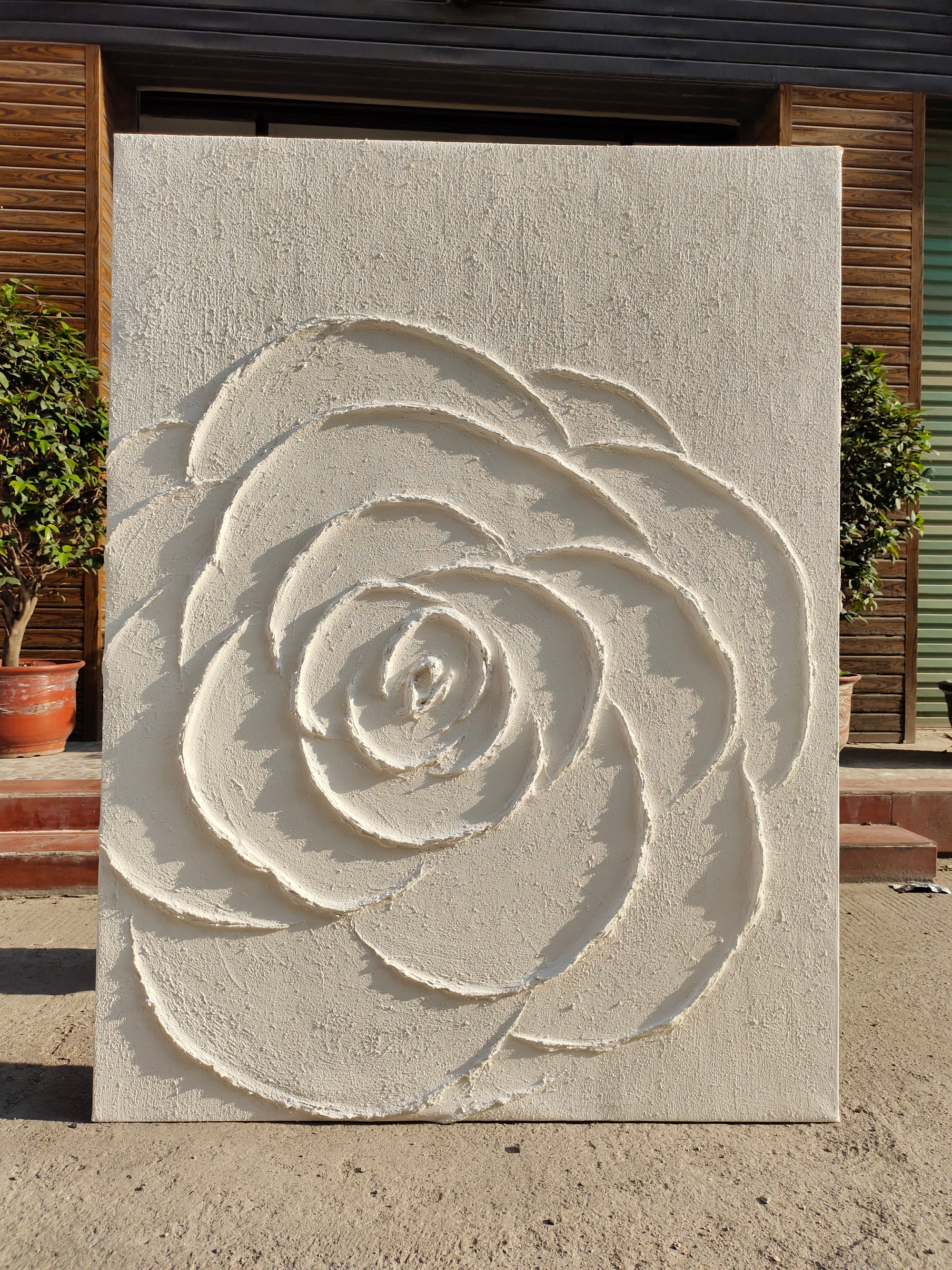 White Flower Plaster Art 3D Plaster Art Plaster Wall Art Plaster ...