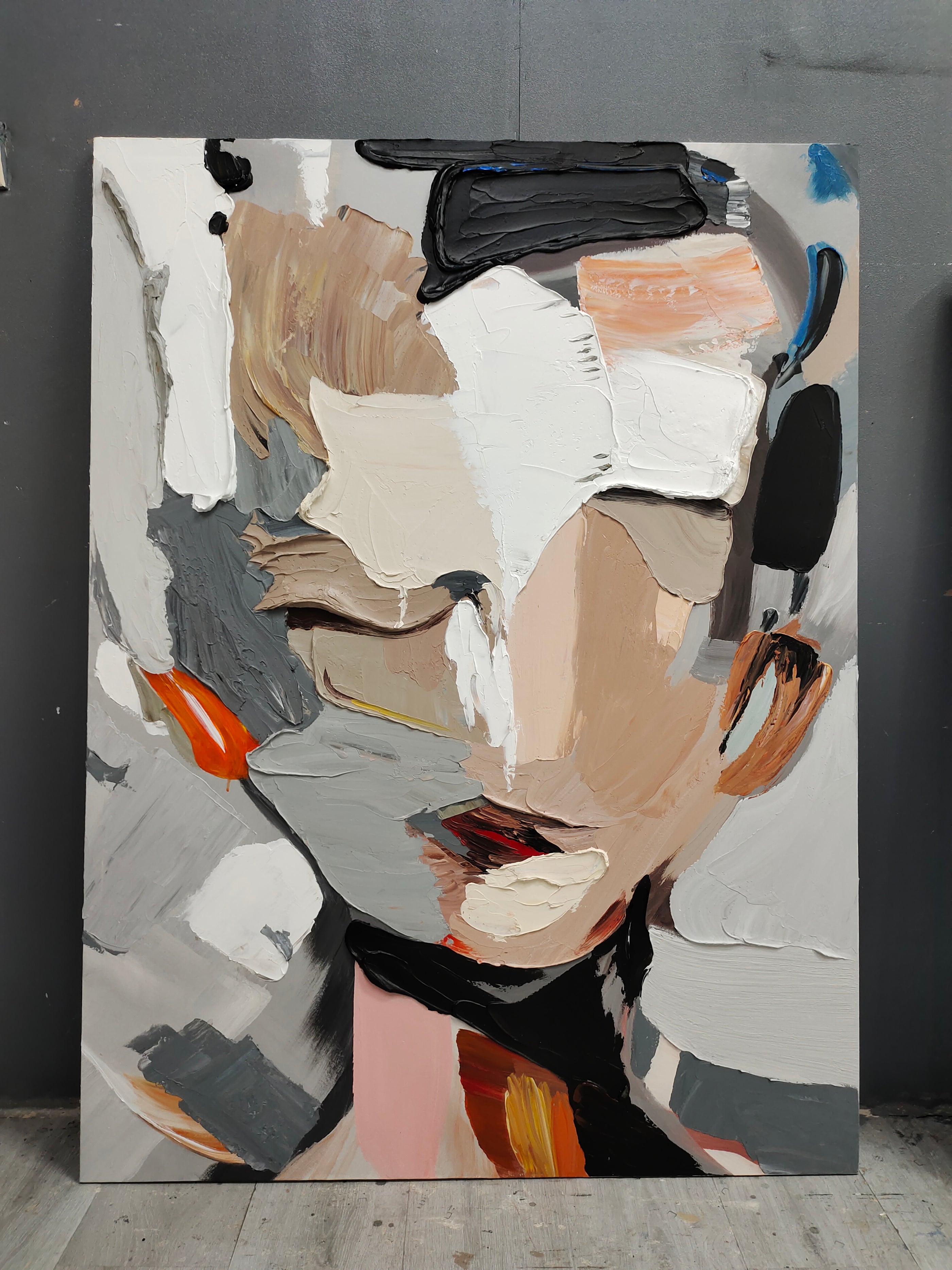 Thick Abstract Figure Oil Painting Textured Woman Canvas Art Abstract ...