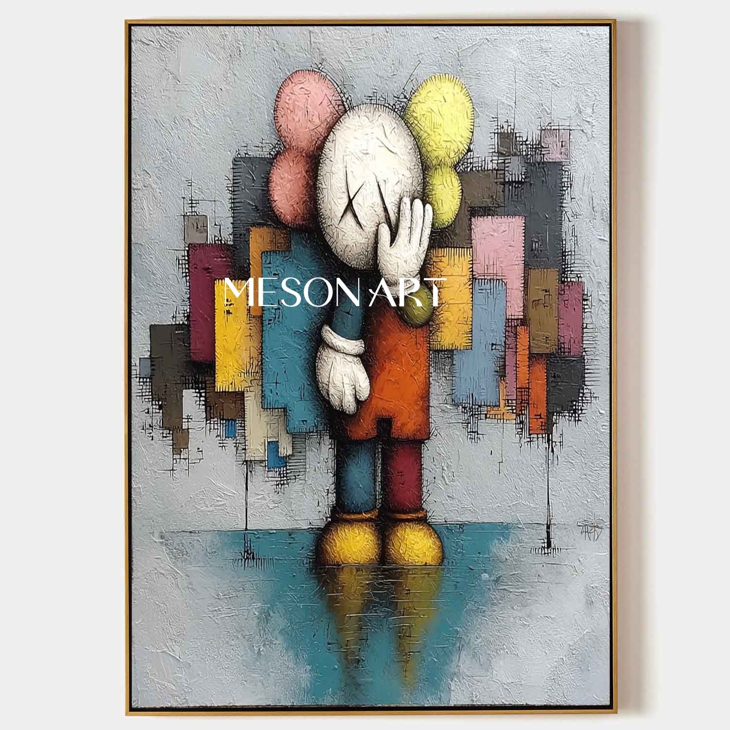 Large Grey KAWS Abstract Canvas Art for Sale KAWS Abstract Texture Wall ...