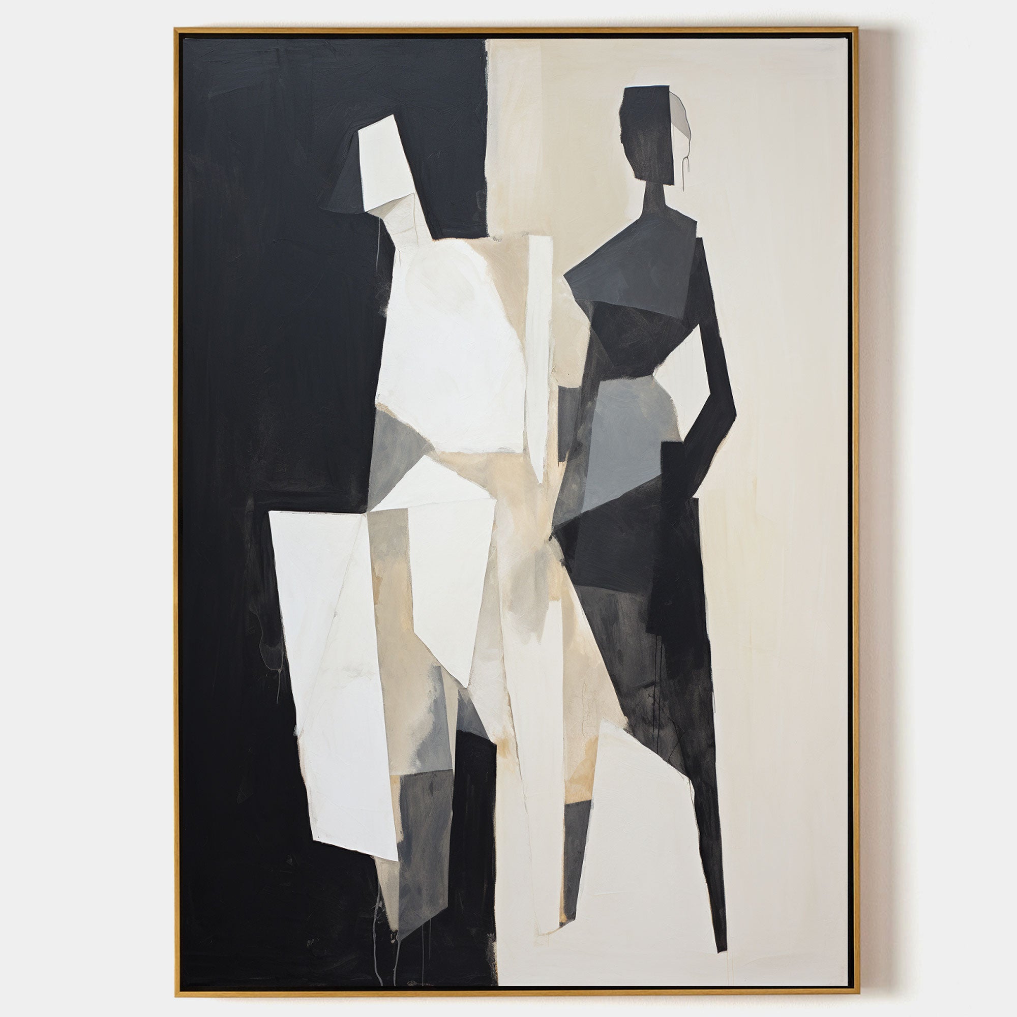 Black and Beige Minimalist Wall Art Black and Beige Textured Wall Art ...