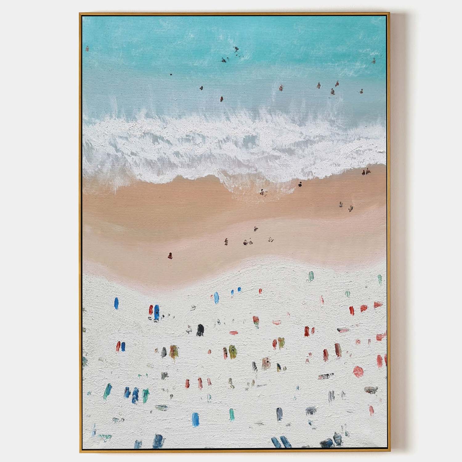 Seaside Abstract Canvas Art Large Blue And White Sea Wave Beach Oil ...