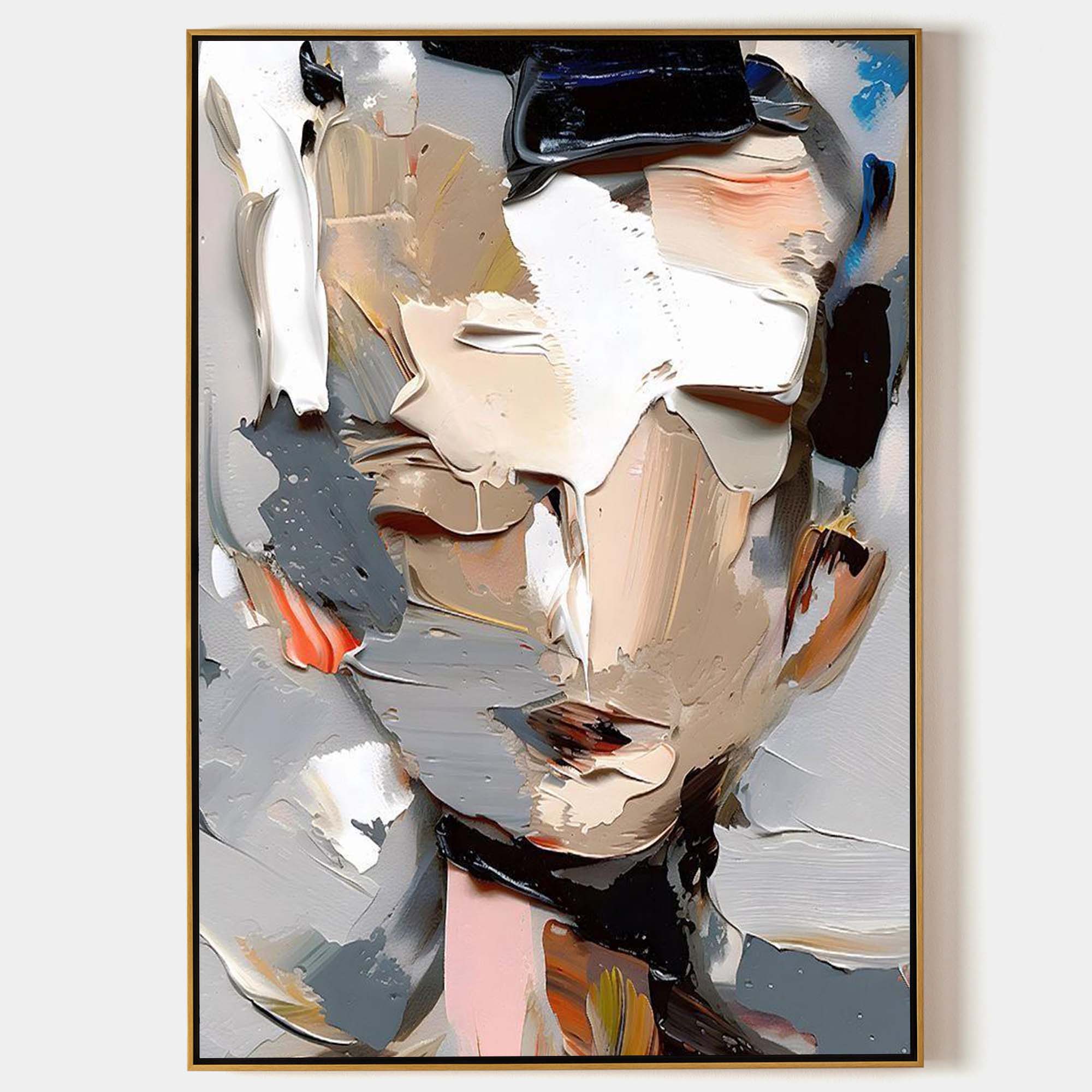 Thick Abstract Figure Oil Painting Textured Woman Canvas Art Abstract ...