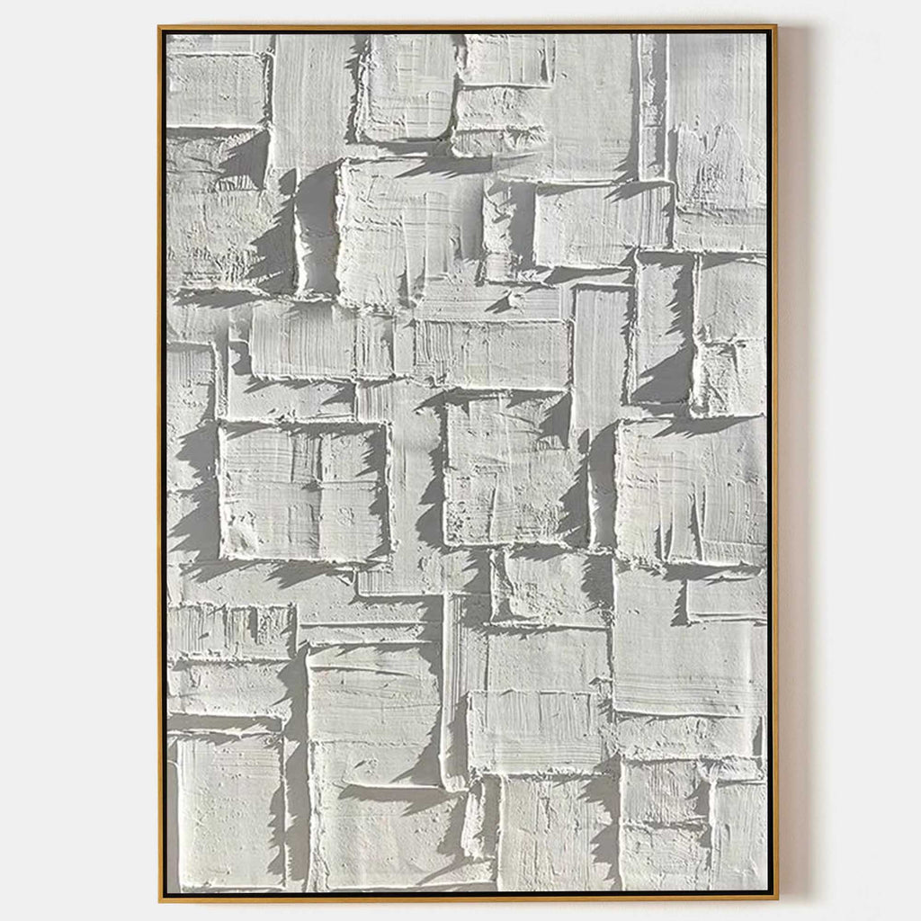 3D Large White Texture Acrylic Abstract Painting Plaster Abstract Art Plaster Abstract Art On Canvas