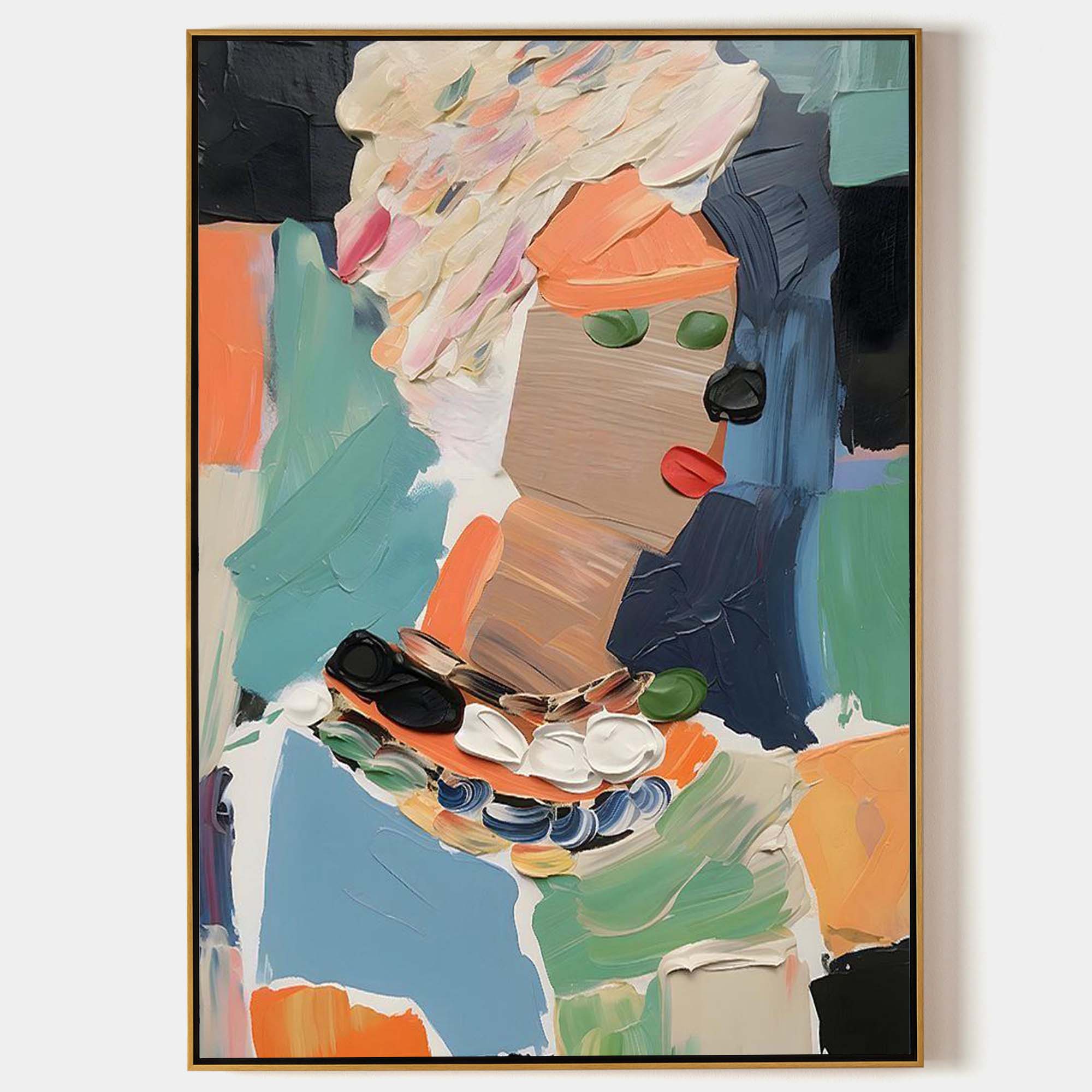 Thick Texture Abstract Figure Oil Painting Palette Knife Wall Art ...