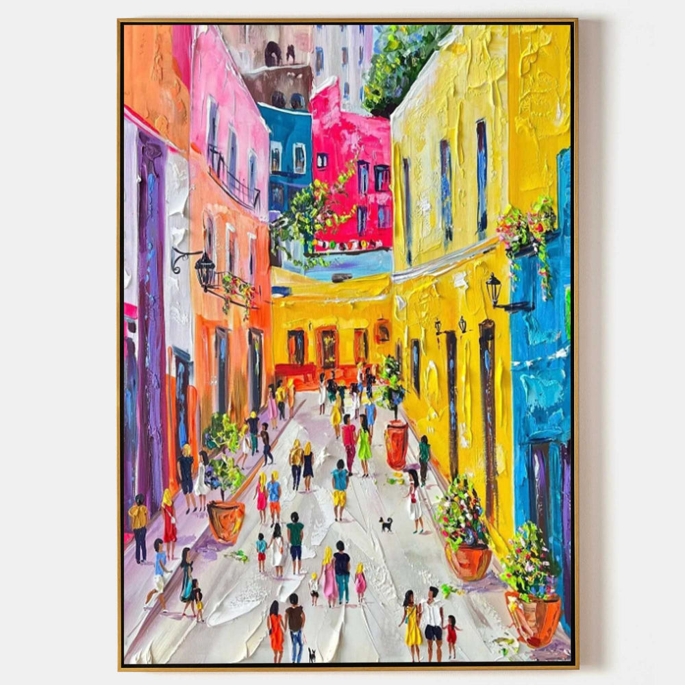 Colorful City Oil Painting Urban Texture Wall Painting Urban Knife ...