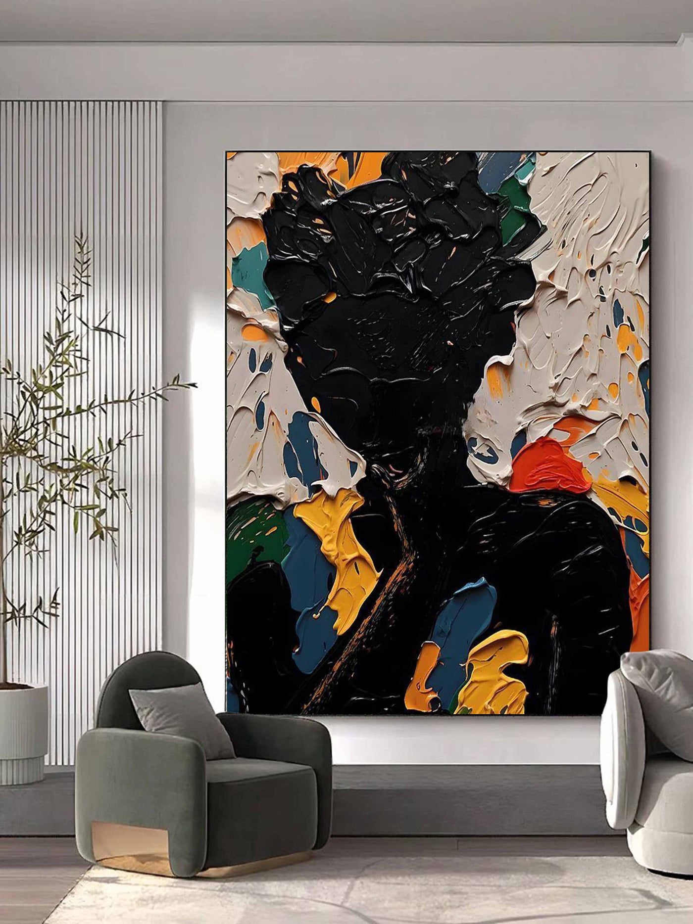 Black Abstract Man Oil Painting Black Abstract Man Canvas Art Abstract ...