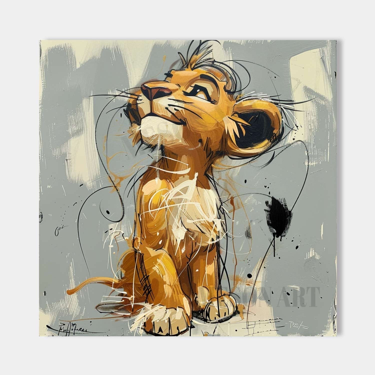Simba the Lion Painting Simba Graffiti Canvas Wall Art Simba Pop Canvas ...
